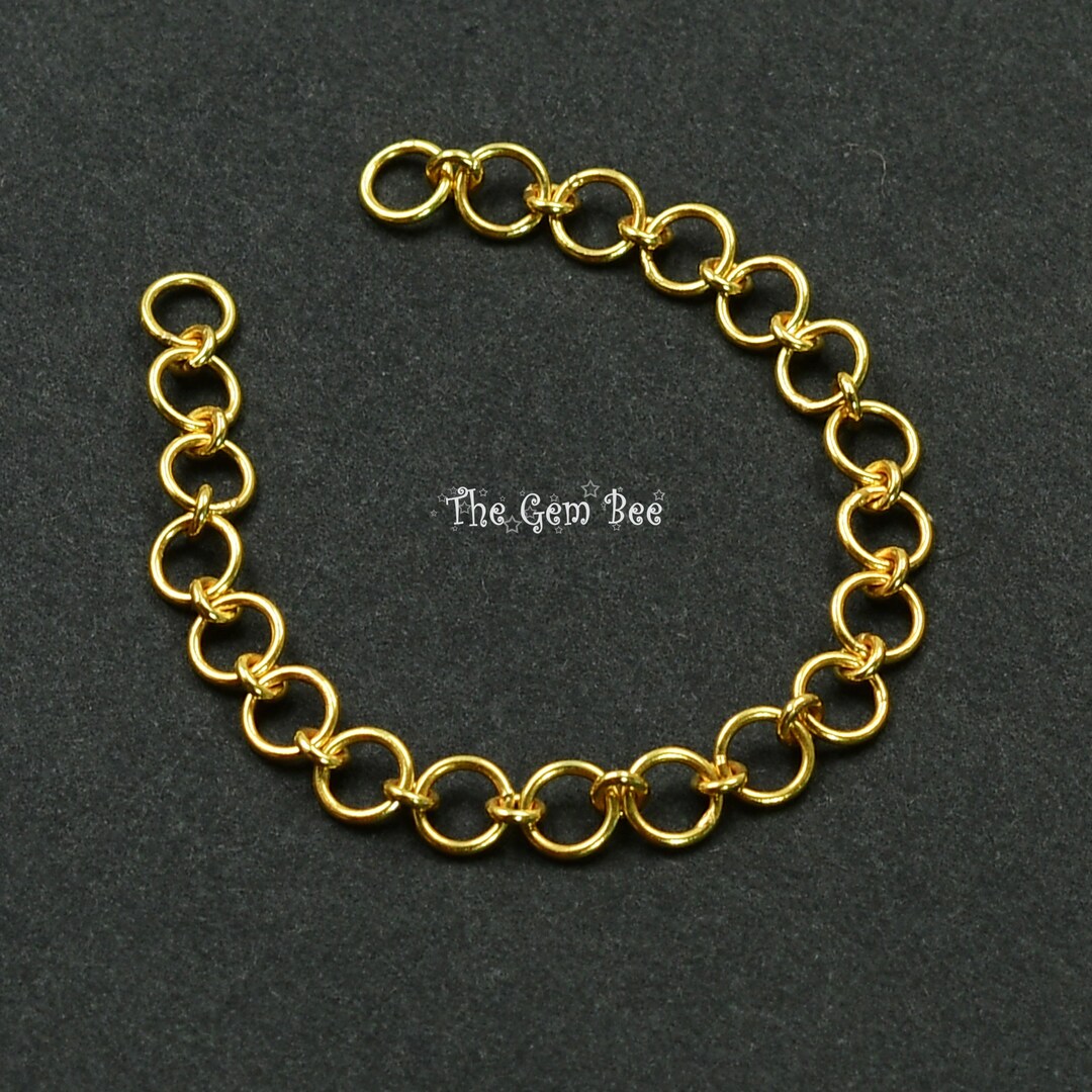 3.5mm 18k Solid Yellow Gold Fancy Round Cable Chain Extender 3 INCH ...