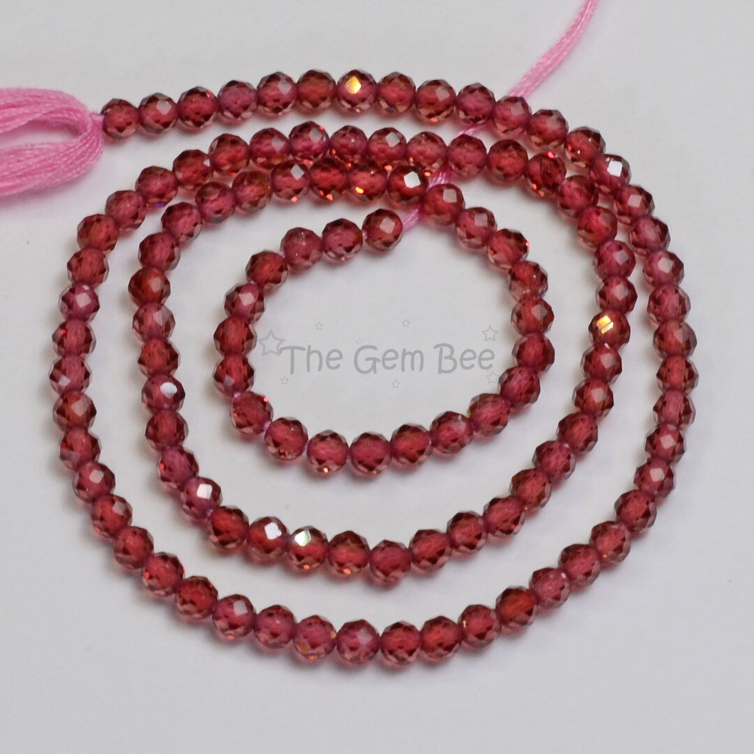 3.2mm Fine Crimson Red Mozambique Garnet Faceted Round Rondelle Beads ...