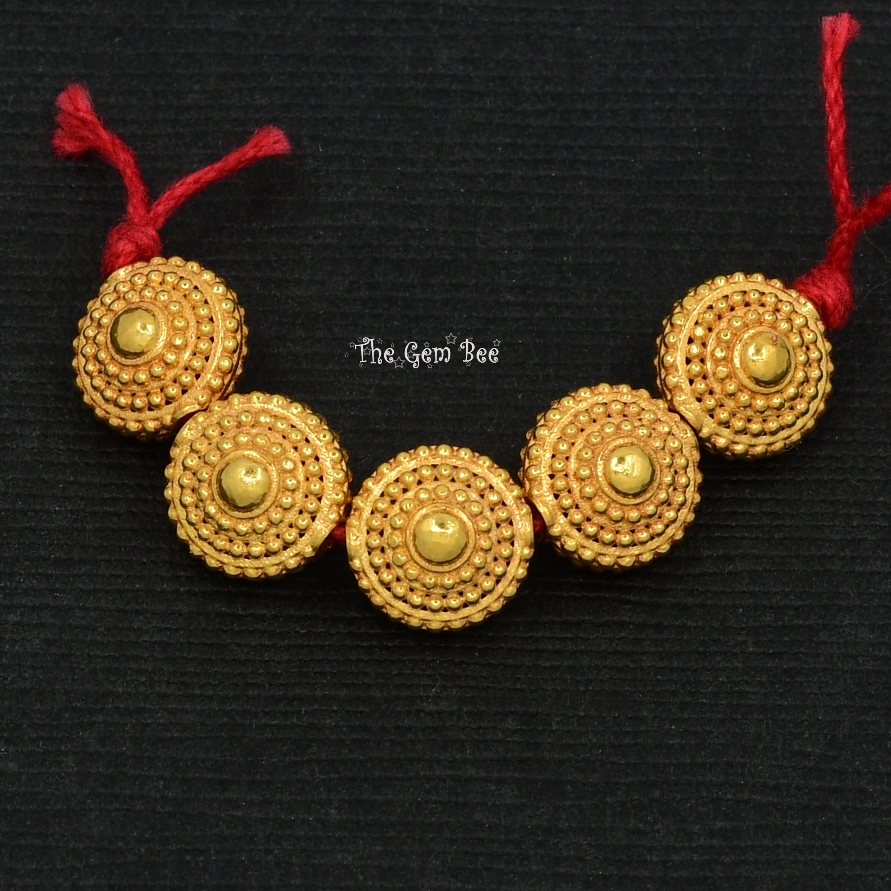18k Solid Yellow Gold 8mm Fancy Granulation Coin Spacer Finding Bead - Etsy
