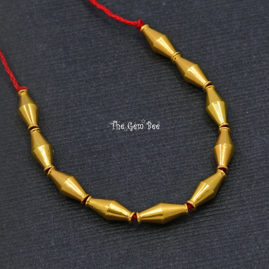 18k Solid Yellow Gold Fancy Long Bicone Kite Shape Spacer Findings ...