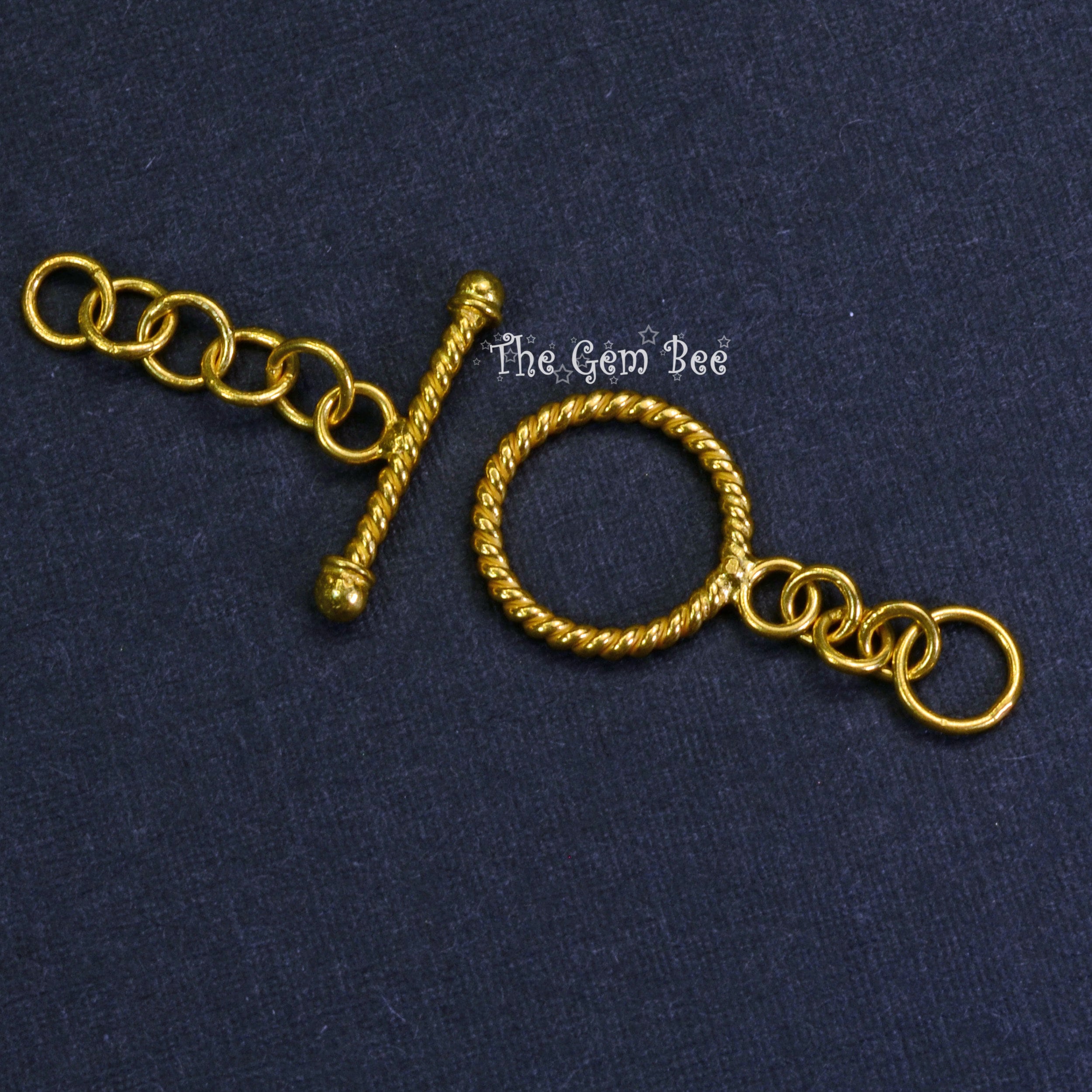 18k Solid Yellow Gold Circle Twisted Wire Toggle Clasp Finding | Etsy