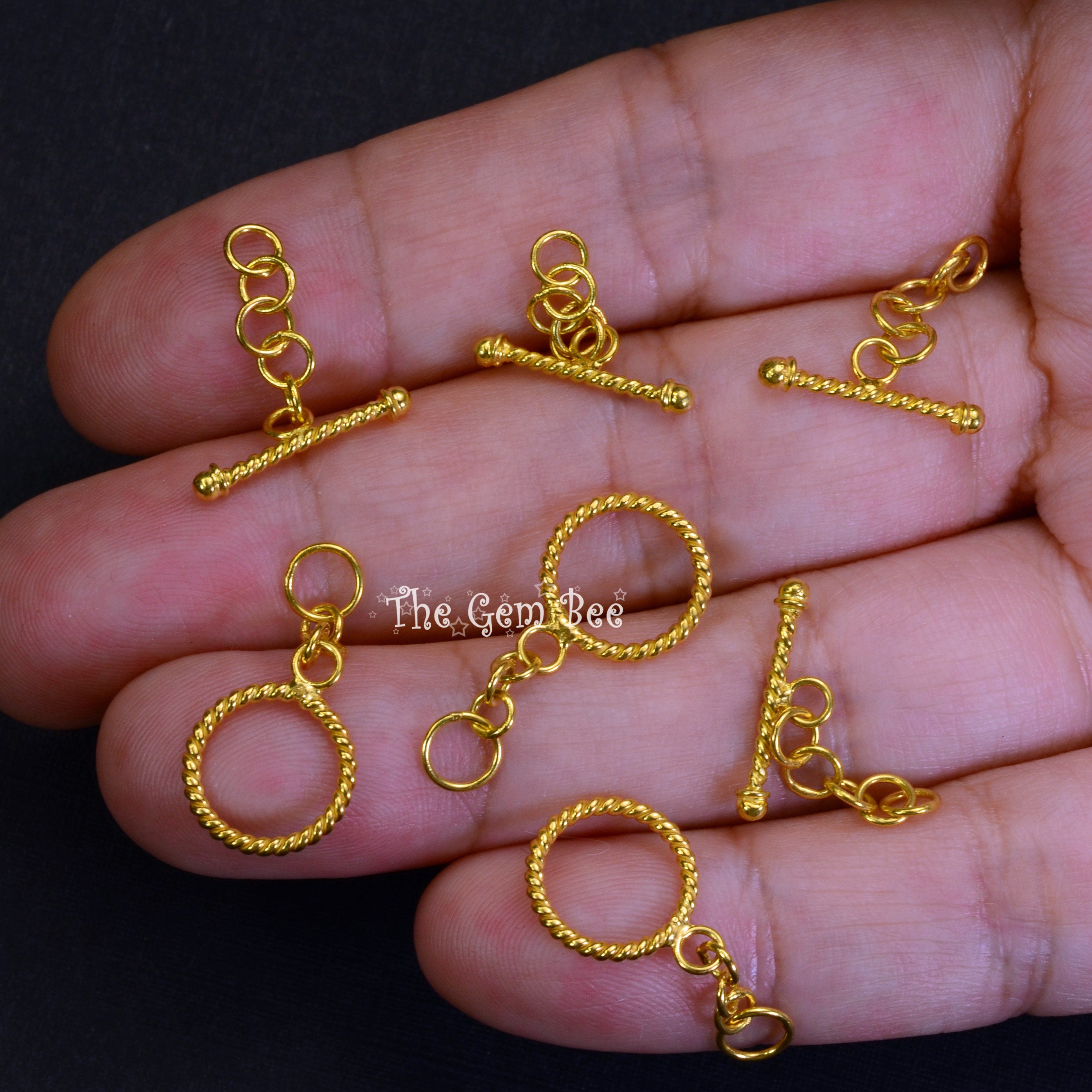 18k Solid Yellow Gold Circle Twisted Wire Toggle Clasp Finding | Etsy