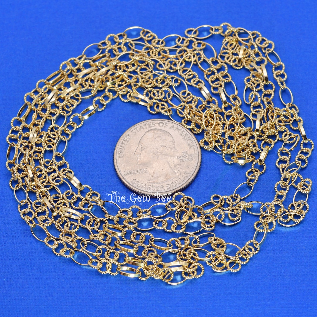 14k Solid Yellow Gold Fancy 20 Gauge Cable Chain 4mm Twisted Round 3 ...