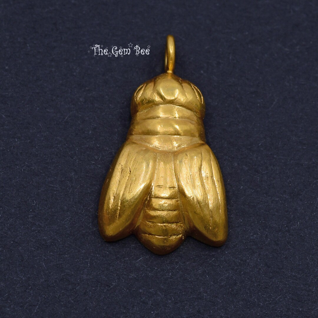 12.3mmx18mm 18k Solid Yellow Gold Large Handmade Cicada Insect Charm ...