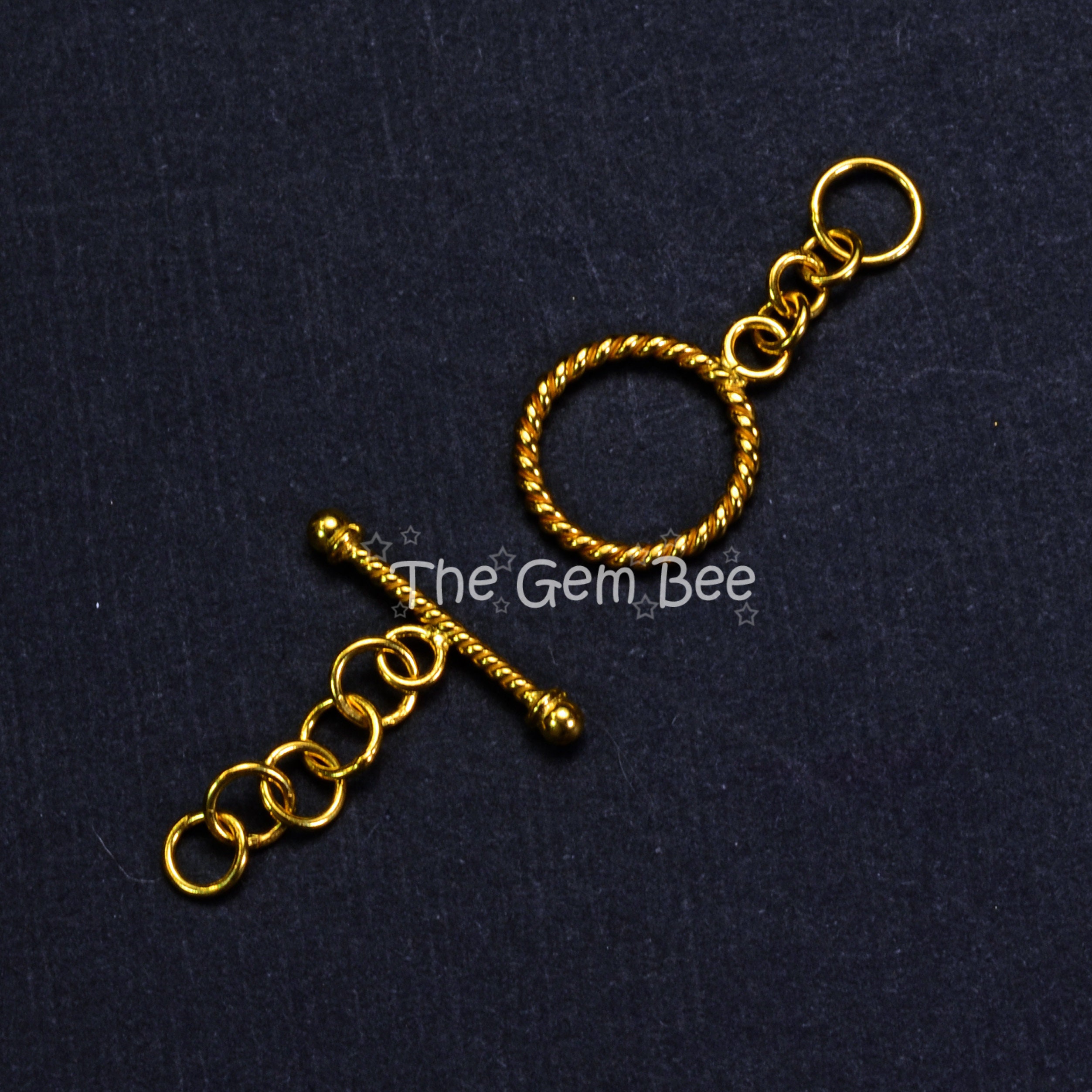 18k Solid Yellow Gold Circle Twisted Wire Toggle Clasp Finding | Etsy