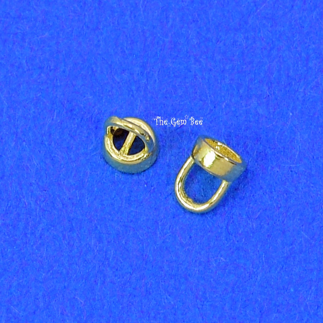 14K Solid Yellow Gold Crimp Hook Cups Ends Findings With Bars Quantity ...