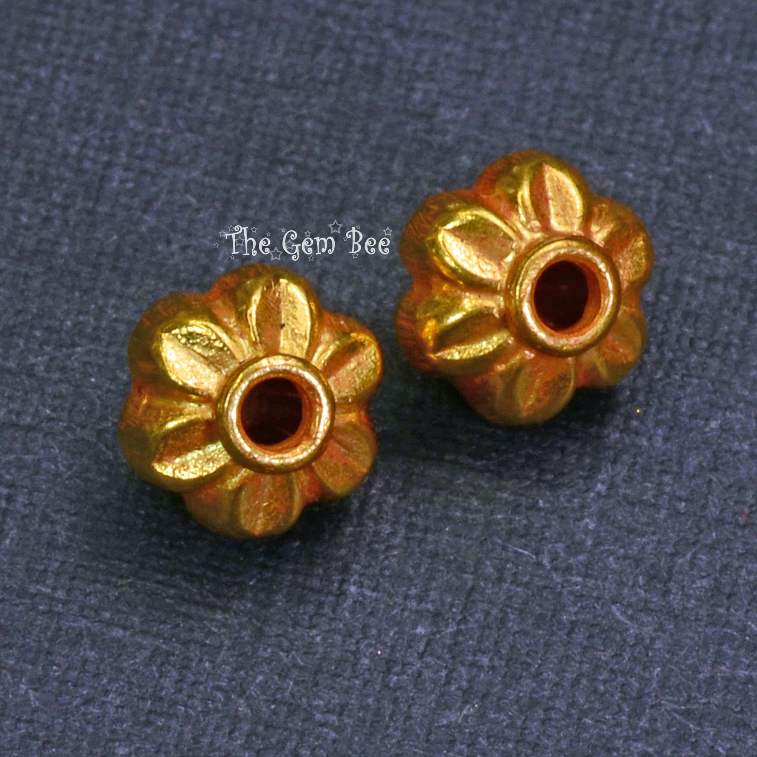 6.3mm 18k Solid Yellow Gold Fancy Melon Spacer Findings Beads (1) or ...