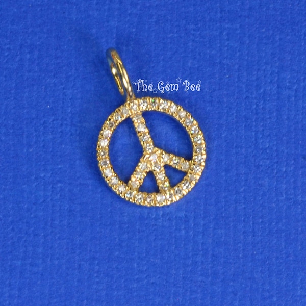 Diamond Gold Peace Sign Necklace - Etsy
