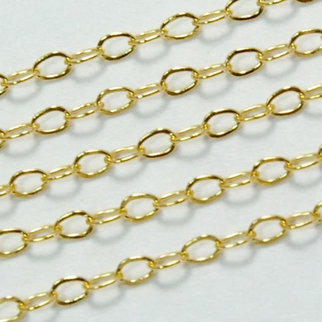 14k Gold Filled Bulk Chain 1.5mmx2mm Flat Link Length: (5 FEET) or (10 ...