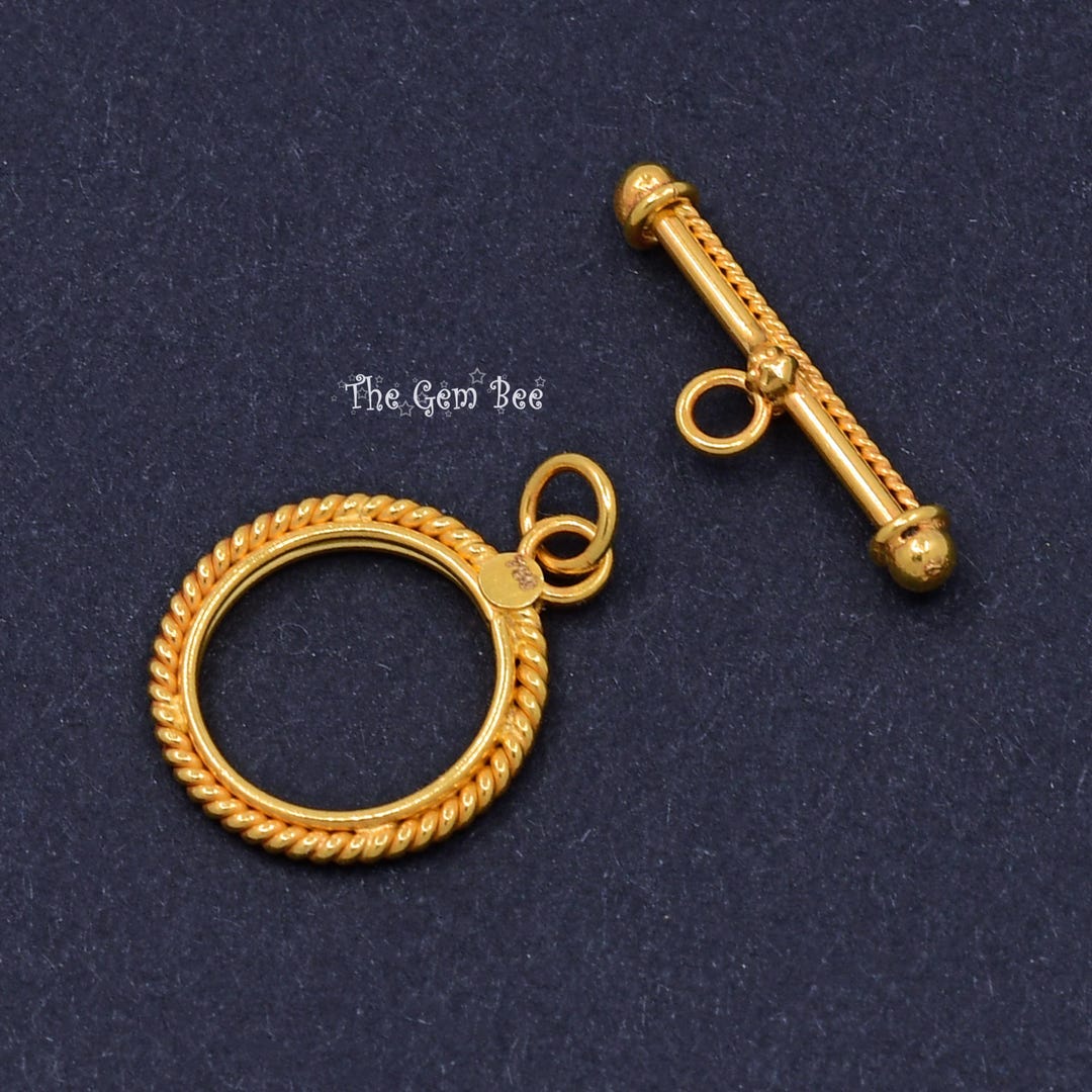 18k Solid Yellow Gold 12.5mm Circle Fancy Twisted Wire Toggle Clasp Finding - Etsy