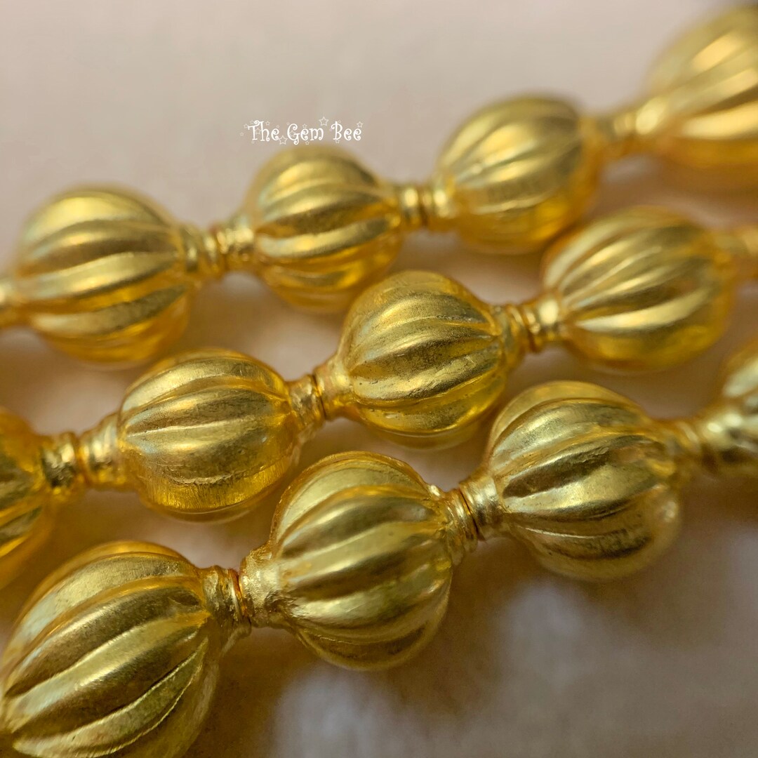 7mm 18k Solid Yellow Gold Fancy Fluted Melon Lantern Spacer Finding ...
