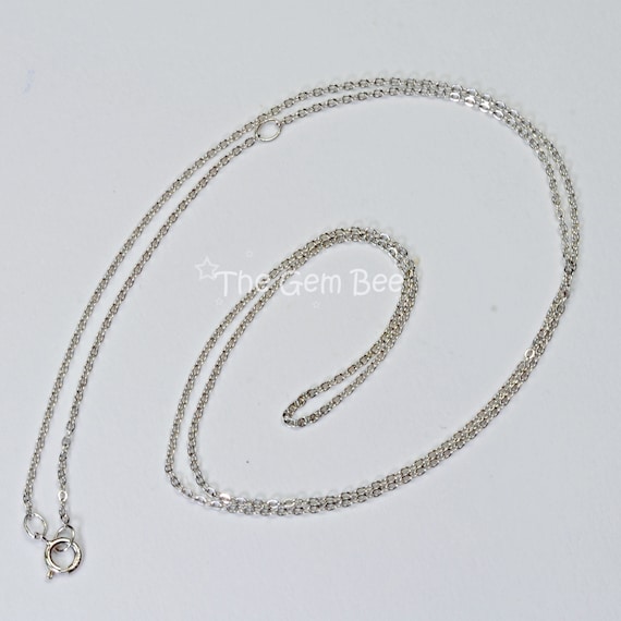 14K SOLID White GOLD Cable Chain Necklace 16-18 inch Length | Etsy