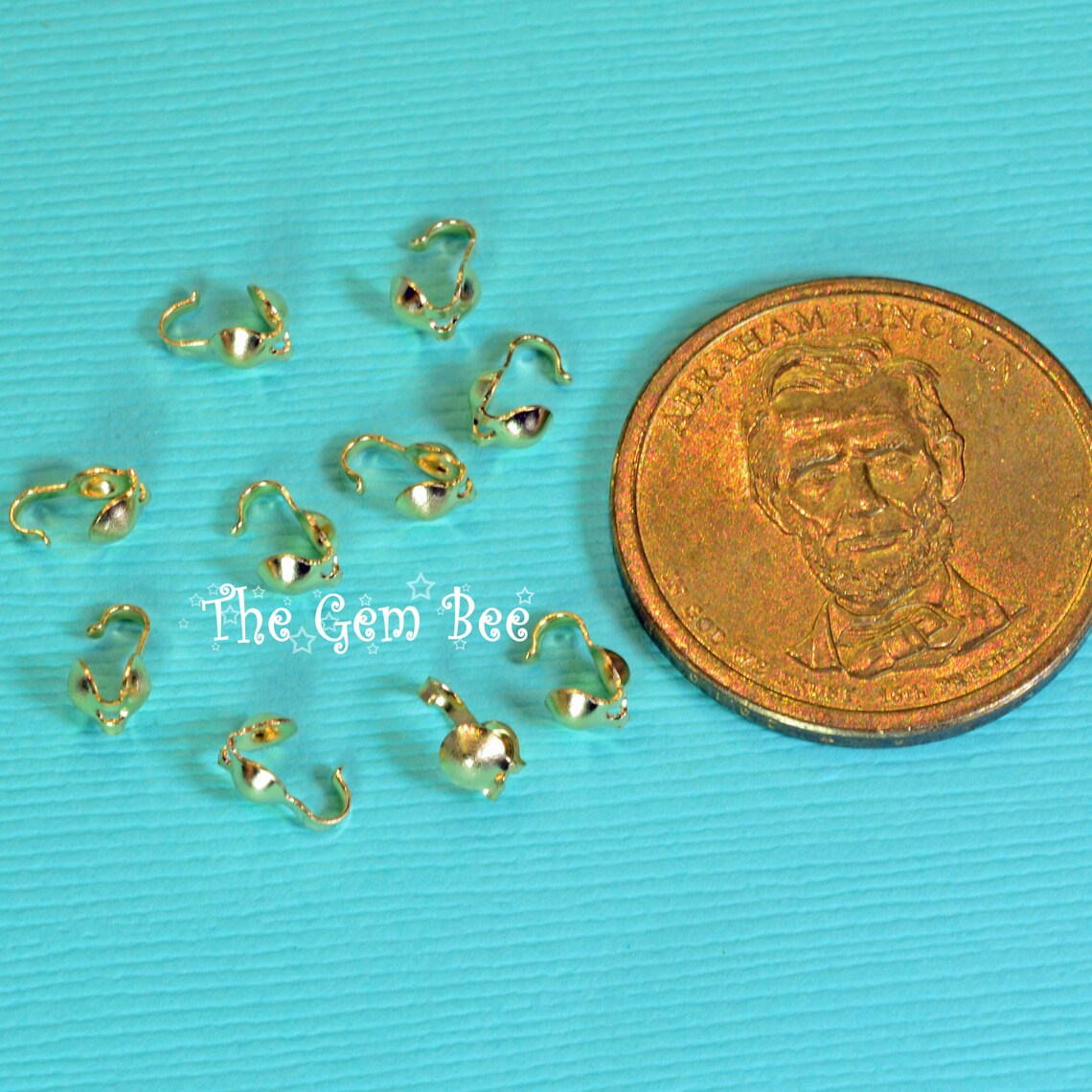 14K Gold Filled Clam Shell Crimp Bead Tip Cord Knot Cover 10 | Etsy