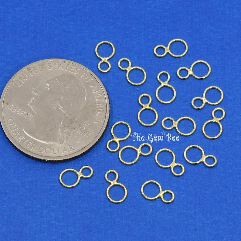 14k Solid Yellow Gold Figure 8 Connector 22 Gauge 20 Gauge Jump Ring ...