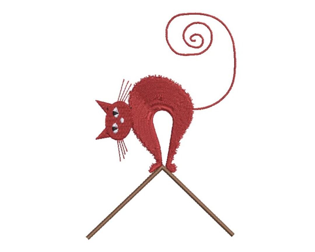 Cat on Roof Embroidery Design: Split Seam, 2 Sizes (digital Download ...