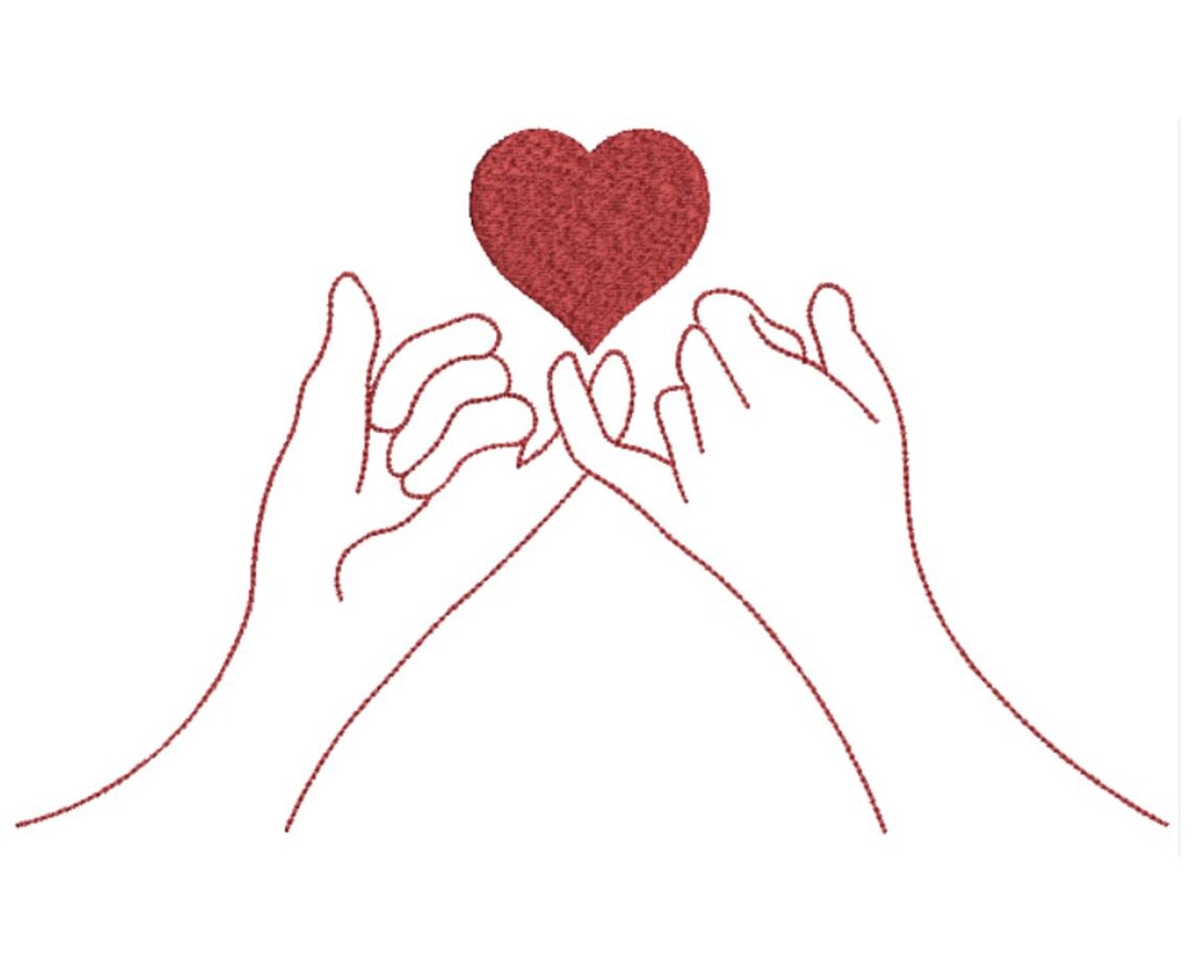 Pinky Promise Embroidery Design: Hands With Heart (digital Download) - Etsy