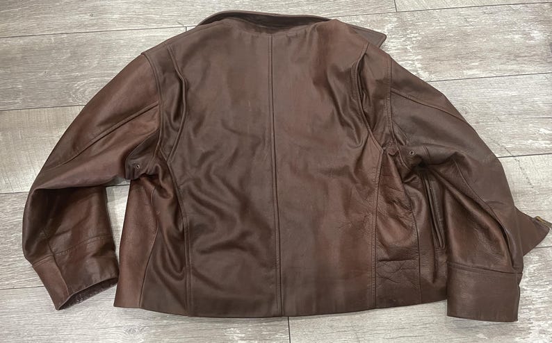 Vintage Brown Leather Motorcycle Biker Cowboy Bi-swing Back Jacket L ...
