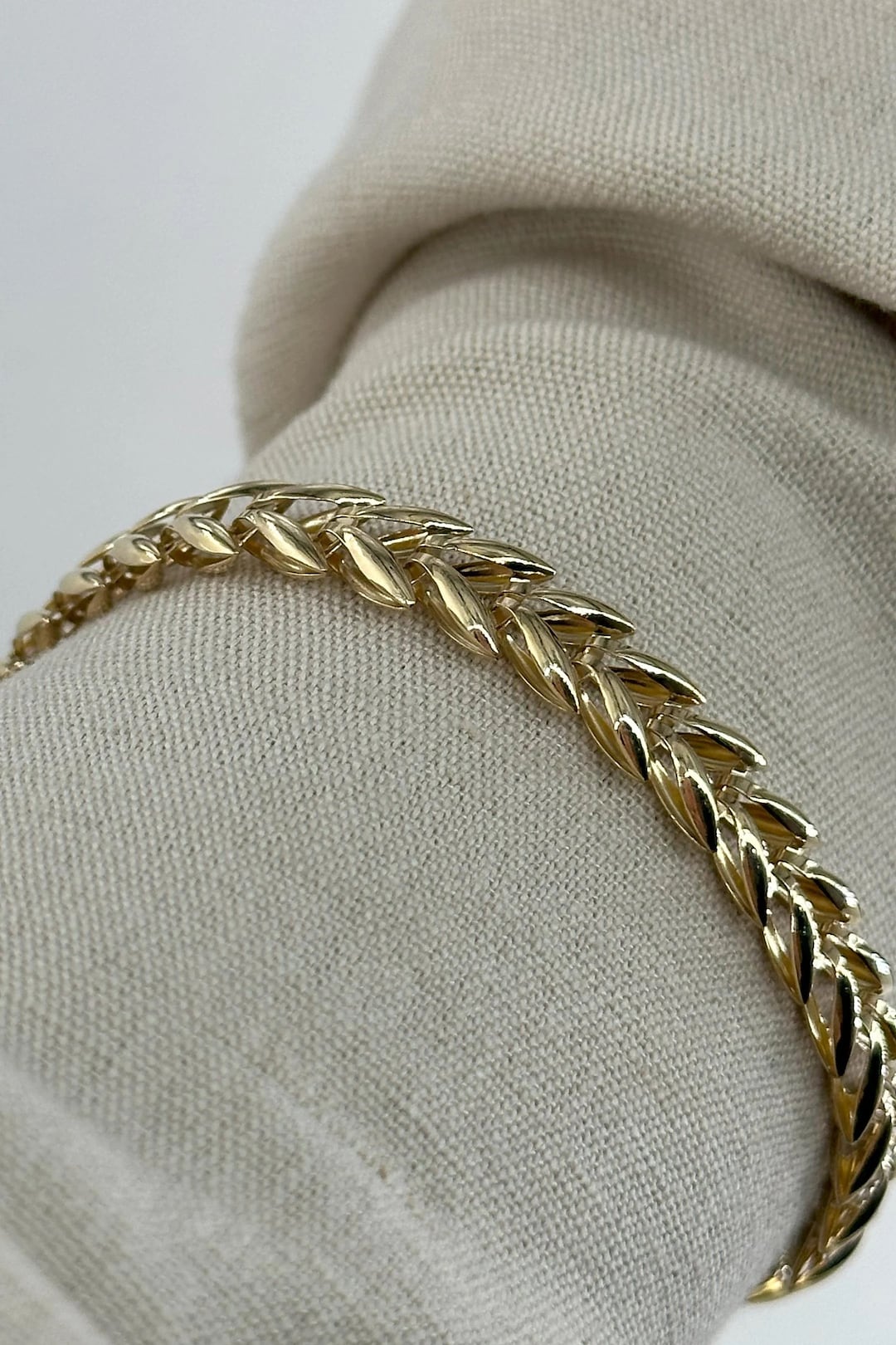 14K Gold Palm Franco Chain Bracelet, Wheat Foxtail Curb Gold Chain ...
