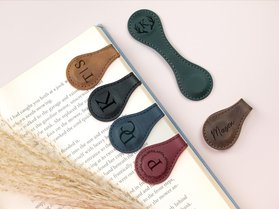 Leather Magnetic Bookmark Personalized Leather Bookmark Custom Magnetic ...