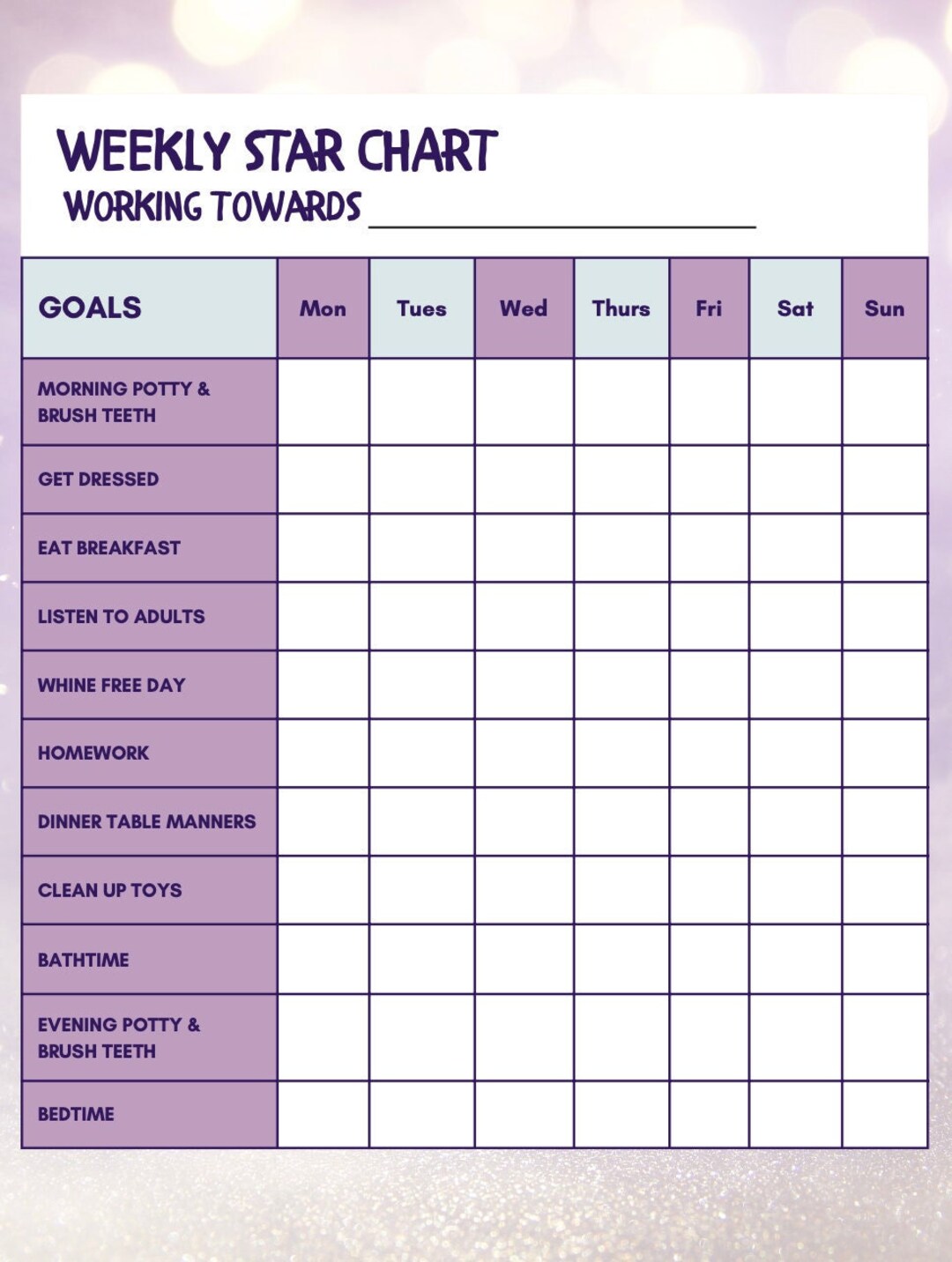 Children Goal Chart - Etsy