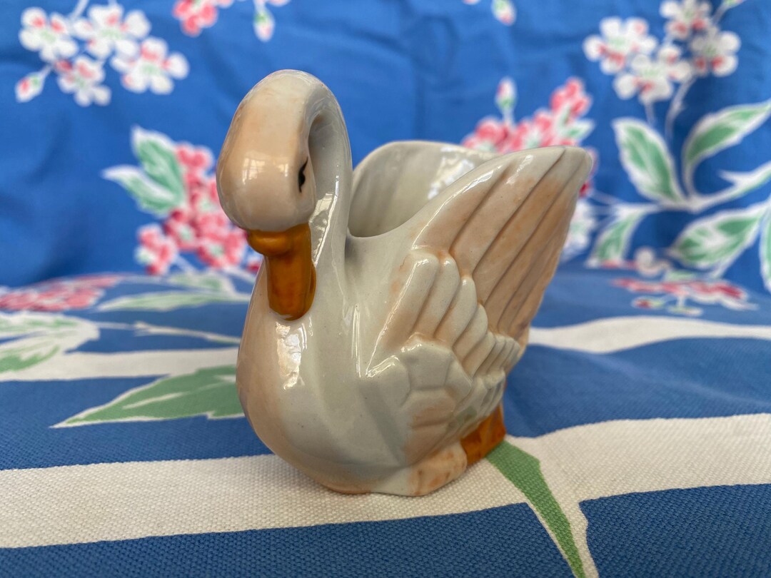 Vintage Hand-painted Swan Cigarette, Toothpick & Match Holder Made in ...