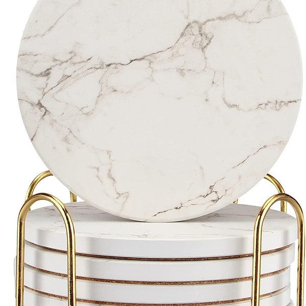 White Coaster With Holder - Etsy