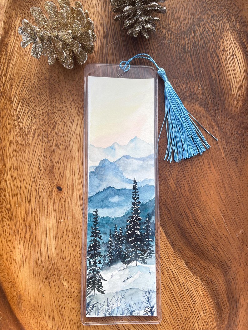 Winter Mountain Bookmark Original Watercolor Art Bookmark Book Lover ...