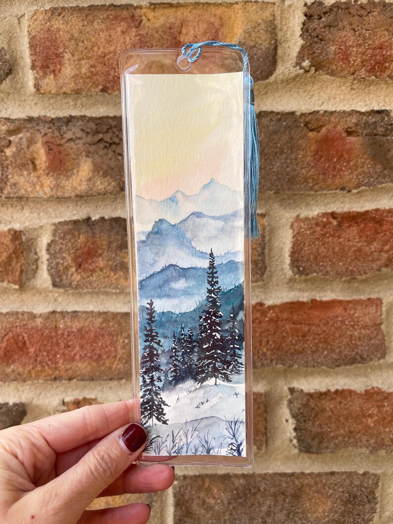 Winter Mountain Bookmark Original Watercolor Art Bookmark Book Lover ...