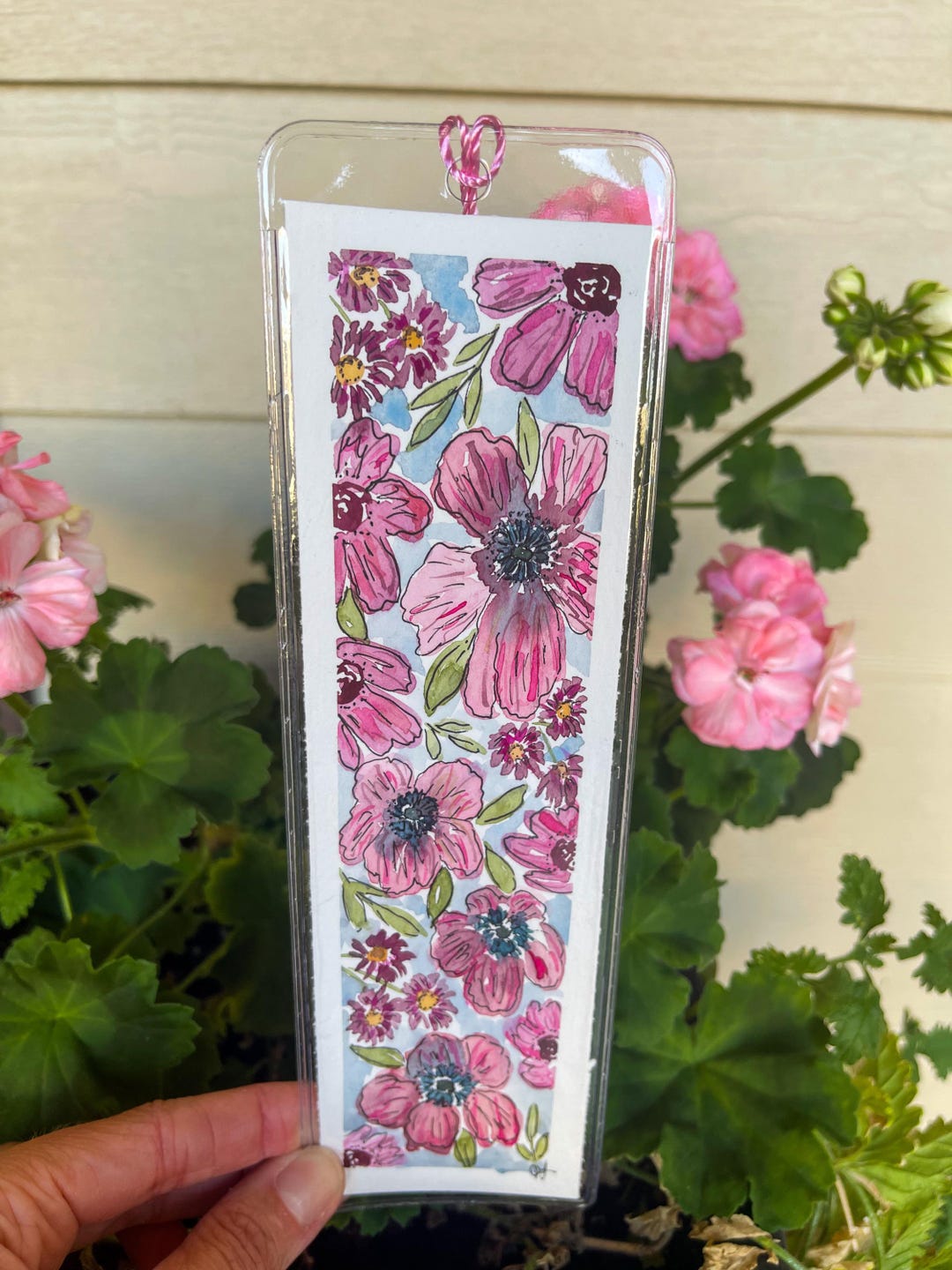 Pink Floral Bookmark- Original Watercolor Floral Bookmark || Book Lover ...