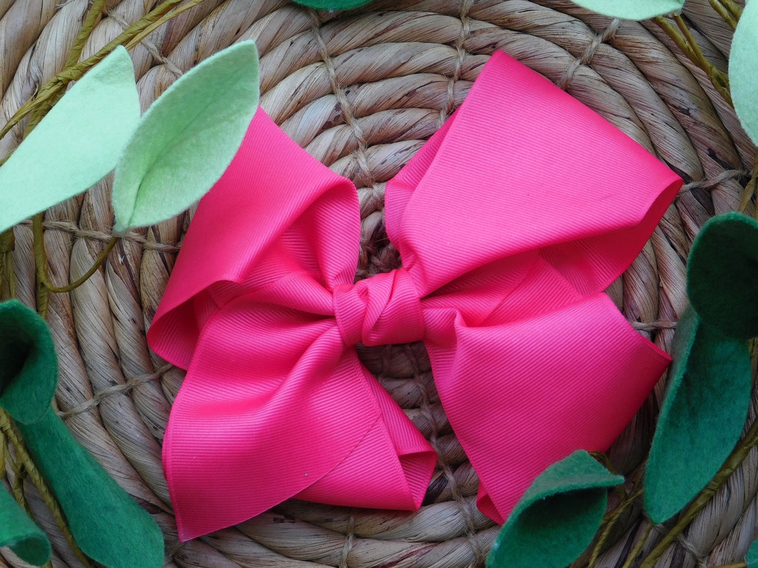 Hot Pink Hair Bow, 8 Inch Hair Bow, Hot Pink Bow, Girl's Hair Bow, Back ...