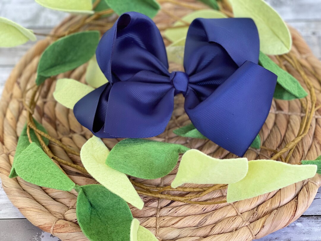 Navy Blue Hair Bow, Navy Bow, 8 Inch Hair Bow, Navy Blue 8 Inch Hair ...