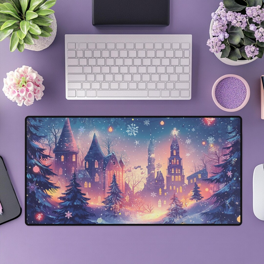 Magical Christmas Purple Haunted House Desk Mat for Pastel Gothic ...
