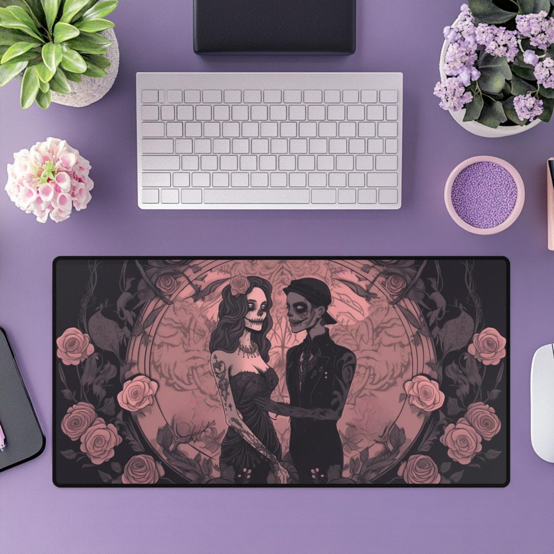 Gothic Couple Mouse Pad, Spooky Gift, Valentines Day Roses Desk Mat ...