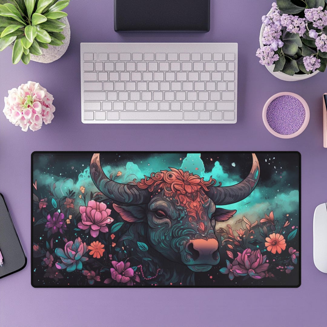 Taurus Zodiac Mouse Pad, Aesthetic Astrology Desk Mat, Pastel Gothic ...