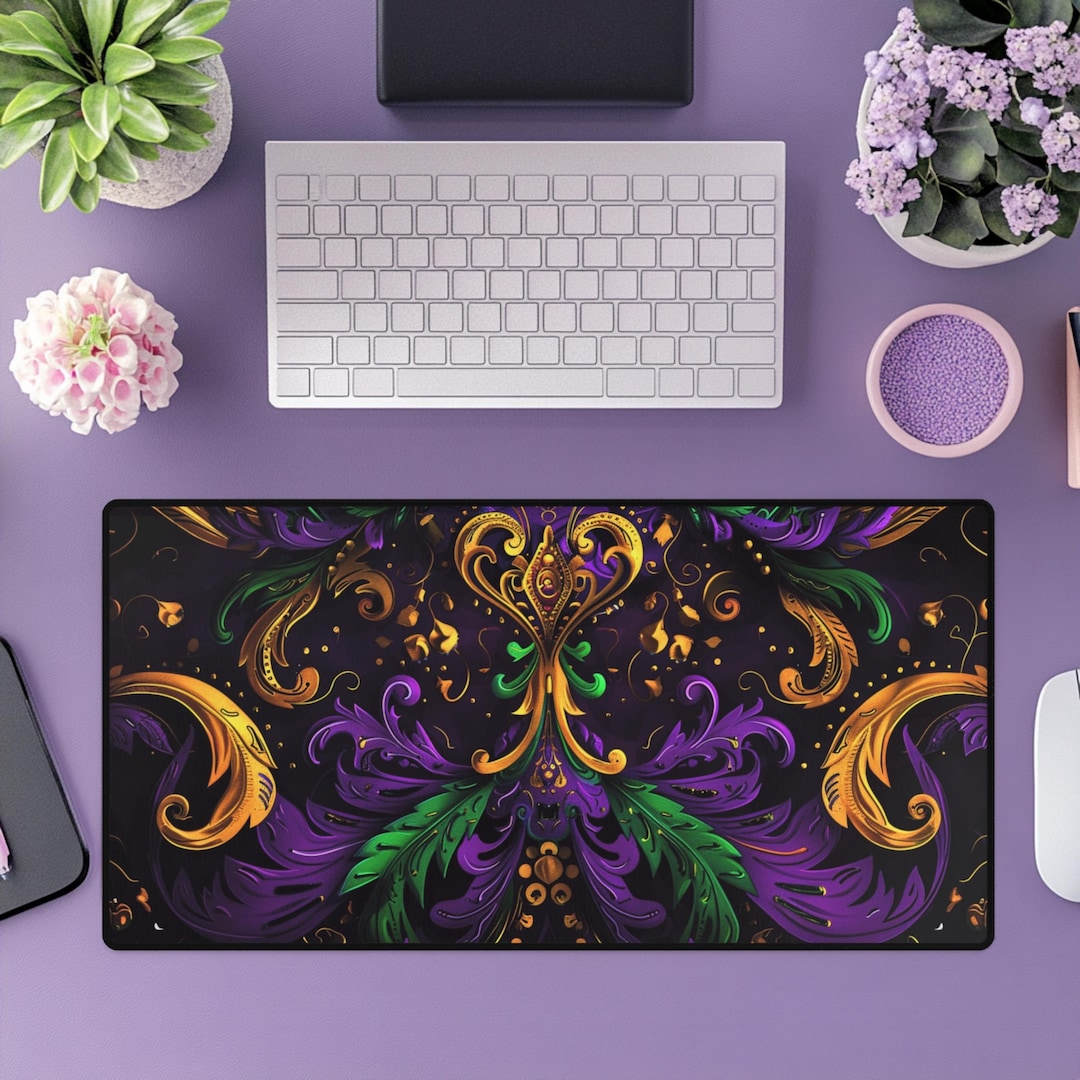 Retro Mardi Gras Mouse Pad, Fleur De Lis, Glitter, King Cake, Louisiana ...