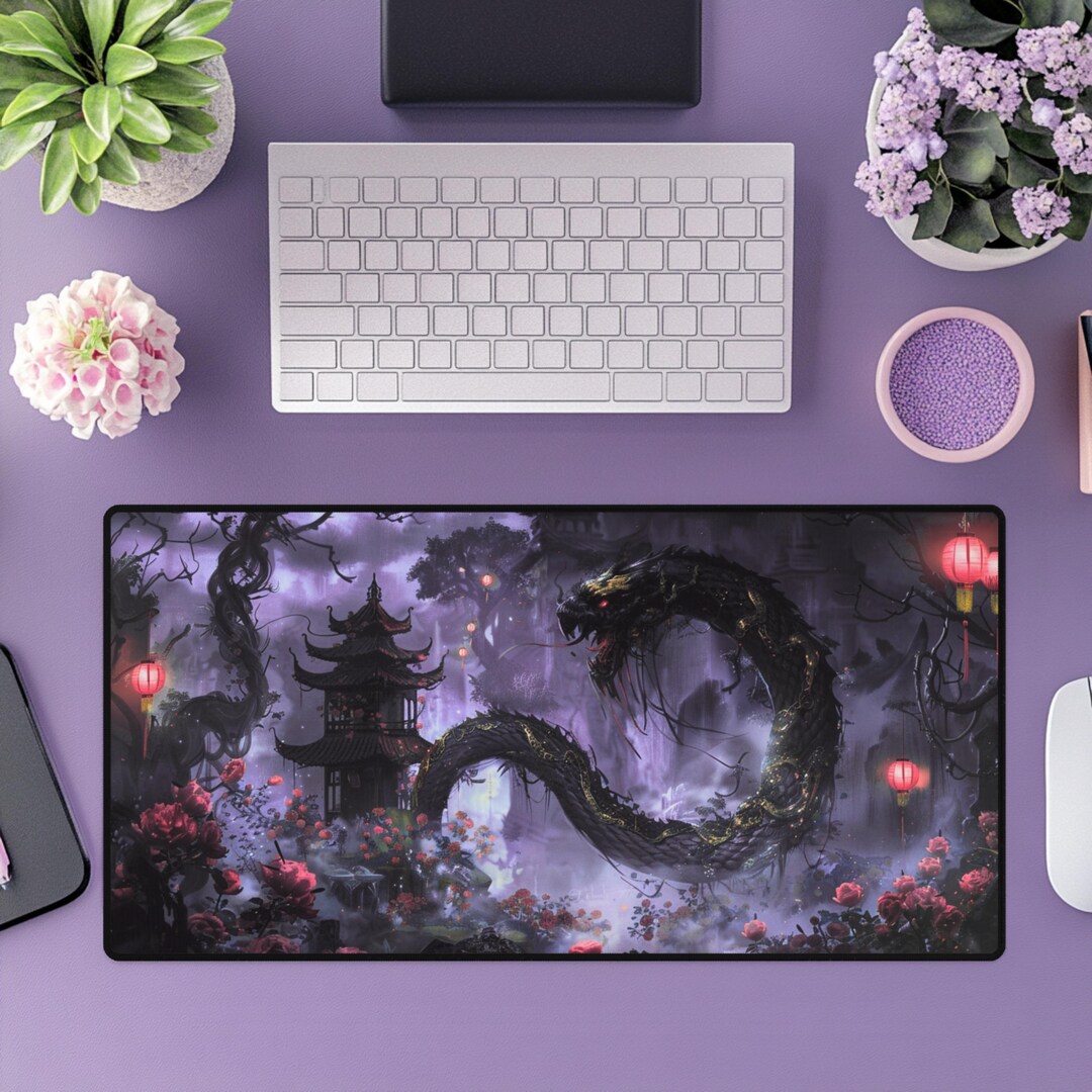 Gothic Snake Mouse Pad: Chinese Zodiac Serpent Art Nouveau Gaming Mat ...
