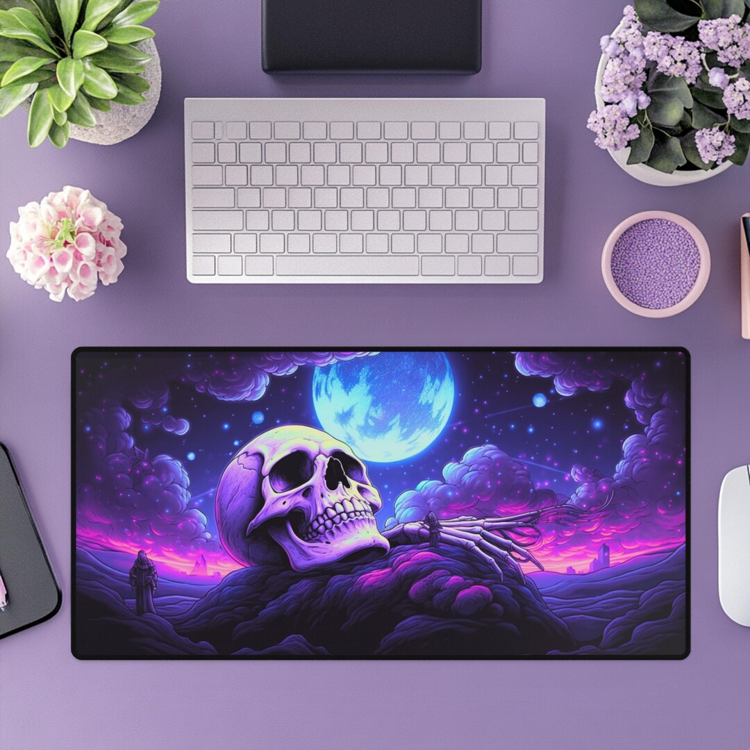 Gothic Skull Mouse Pad, Giant Skeleton Head & Moon Fantasy Dark ...