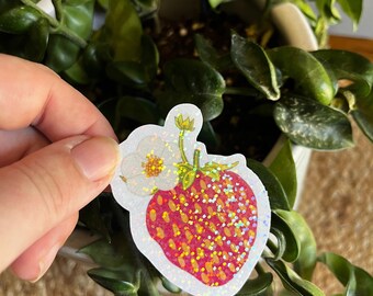 Glitter Strawberry Sticker - Etsy