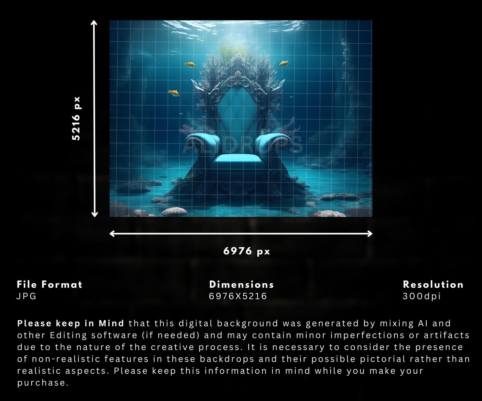 Fantasy Mermaid Theme Fairytale Chair Under the Ocean Digital ...