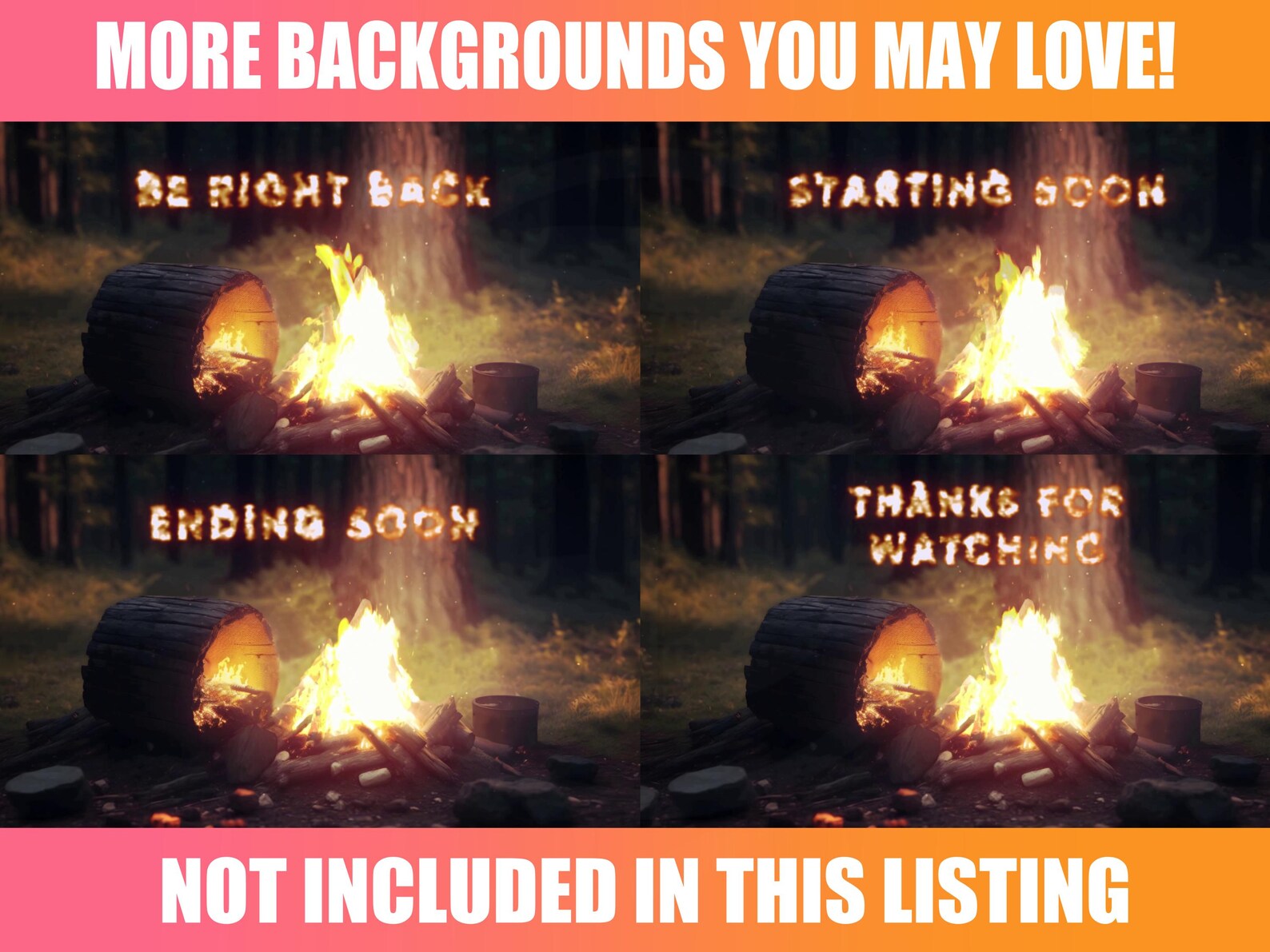 ANIMATED Virtual Background | Cosy Campfire at Night With Fire Texts ...