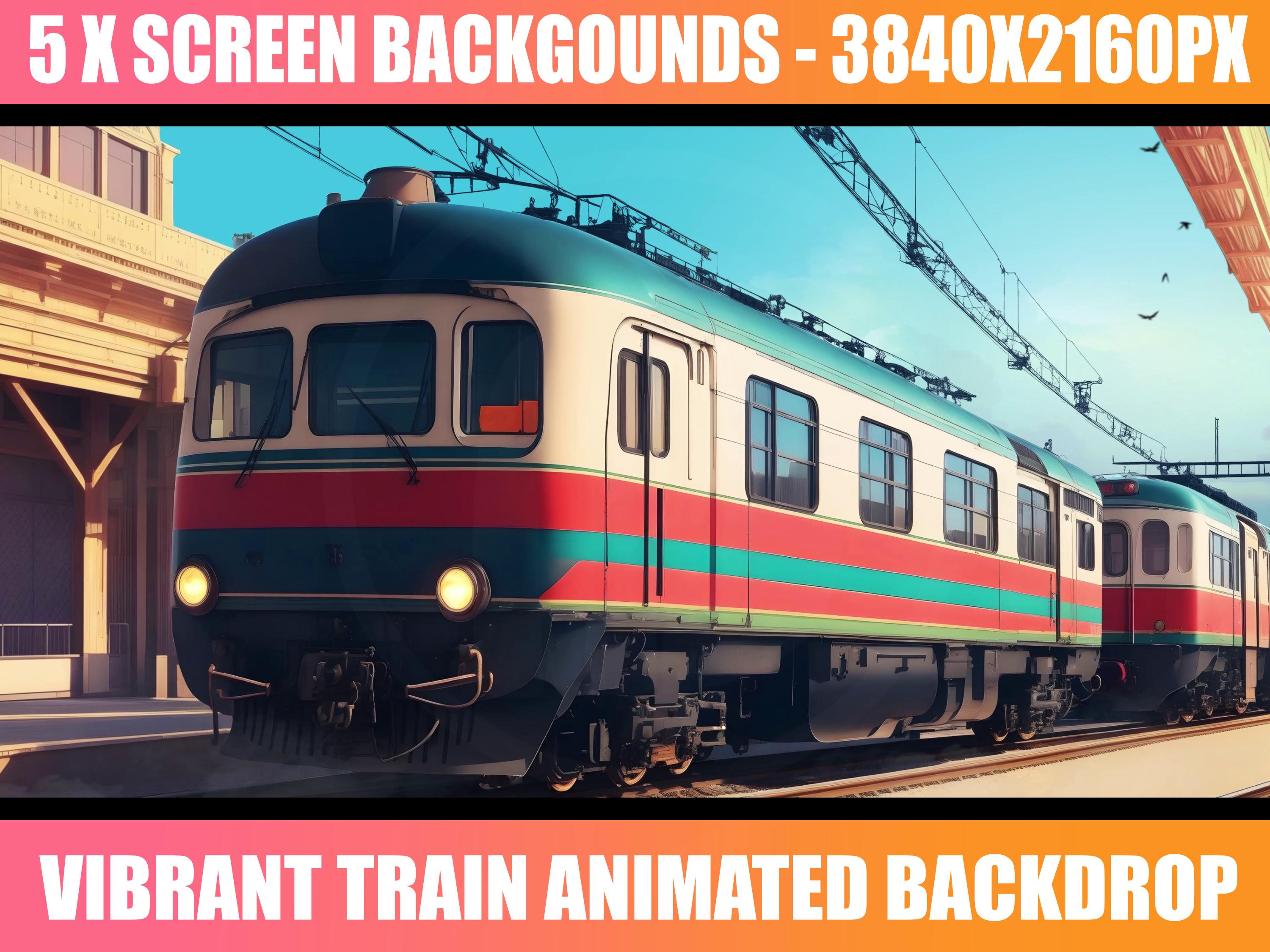 ANIMATED Virtual Background Vibrant Train Arriving at a Station Anime ...
