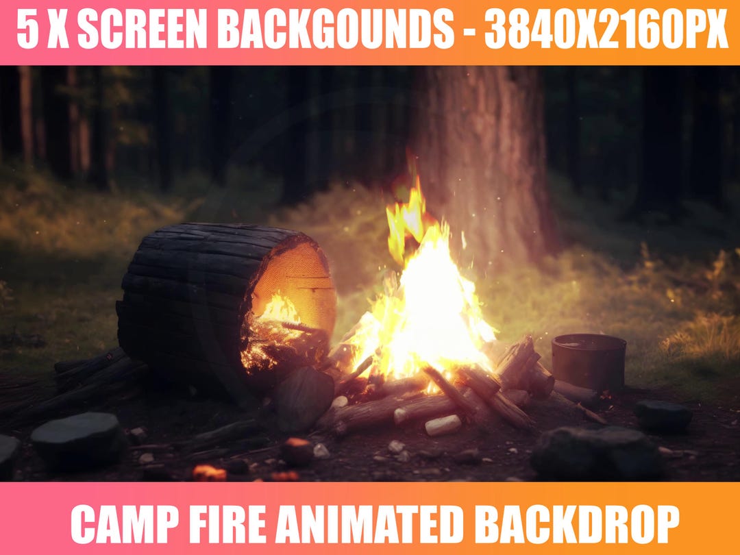 ANIMATED Virtual Background | Cosy Campfire at Night in the Woods With ...