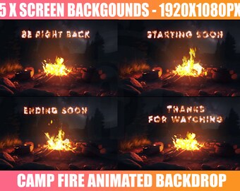 ANIMATED Virtual Background | Cosy Campfire in the Woods at Night With ...