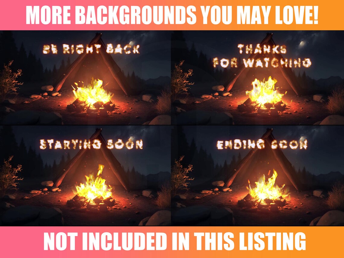 ANIMATED Virtual Background Cosy Campfire at Night With Fire Texts ...