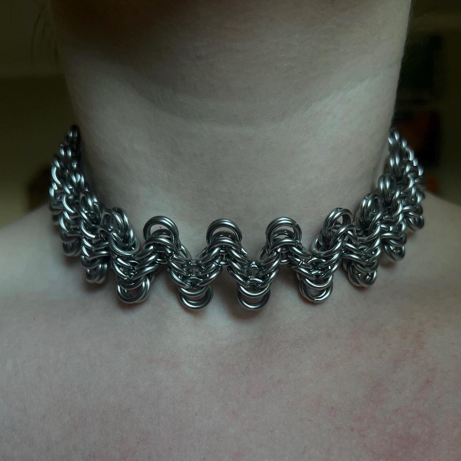 Zeus Choker Chainmaille Staggered Byzantine Necklace - Etsy