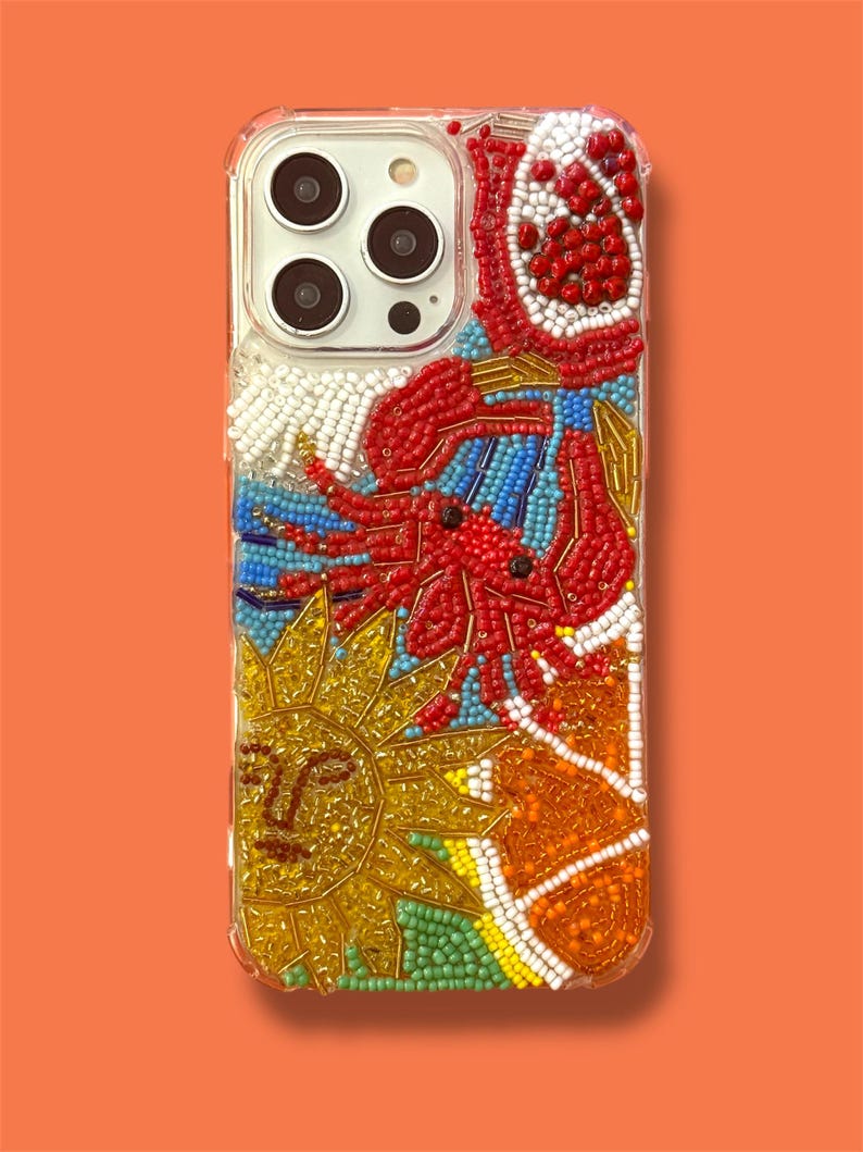 Beaded Embroidered Aesthetic Pattern Phone Case iPhone Series 17,16,15 ...