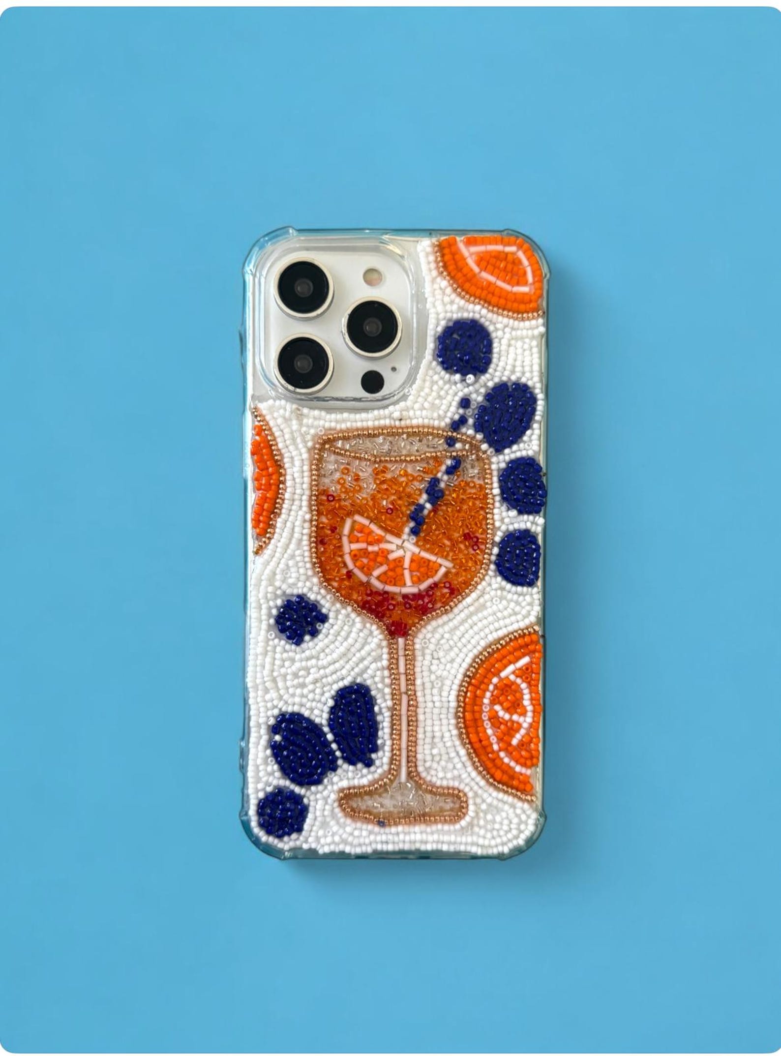 Beaded Embroidered Aperol Pattern Phone Case iPhone 17 Series, 16 ...