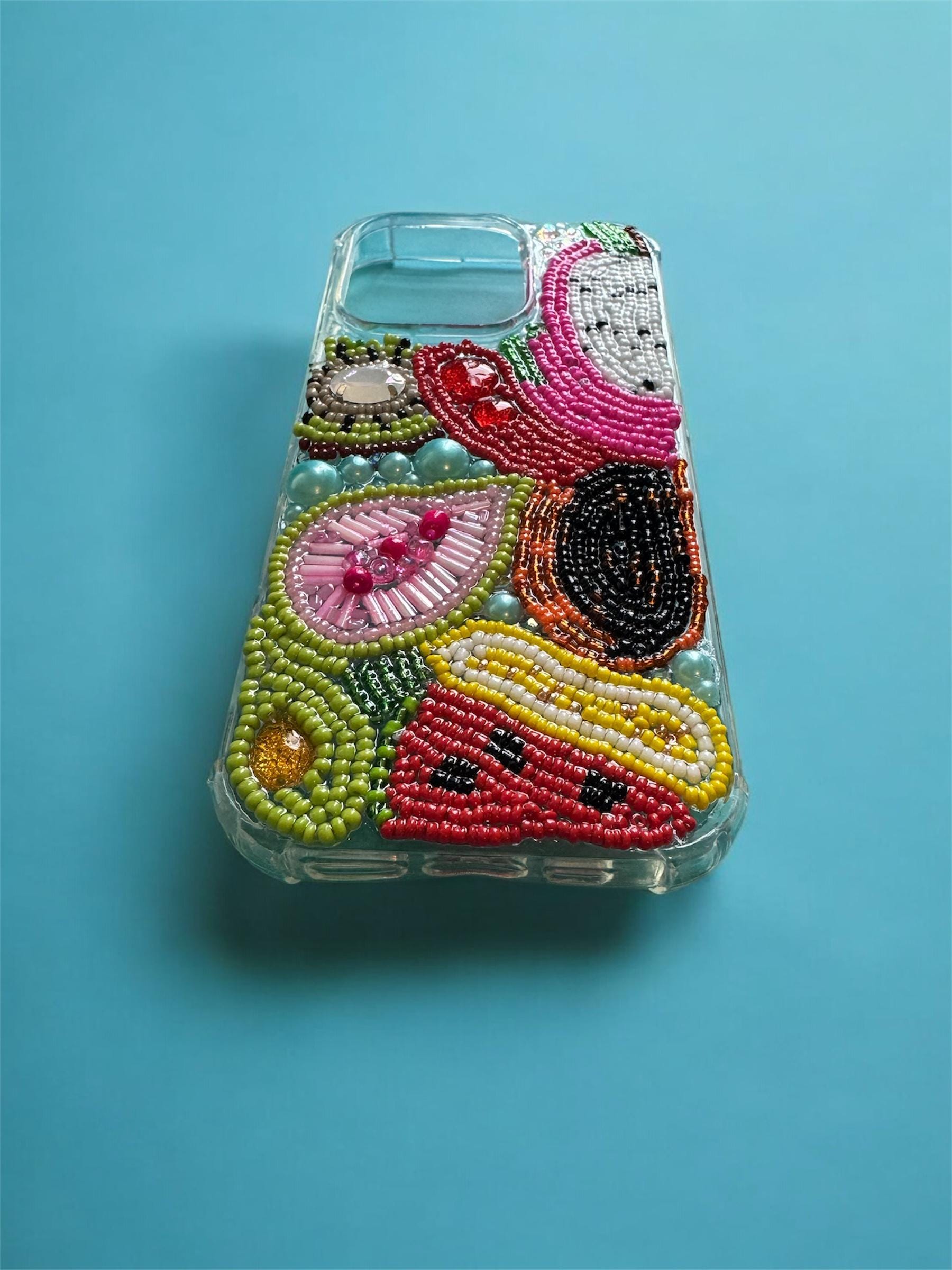 Beaded Embroidered Fruit Pattern Phone Case iPhone 17 Series 16 Pro Max ...