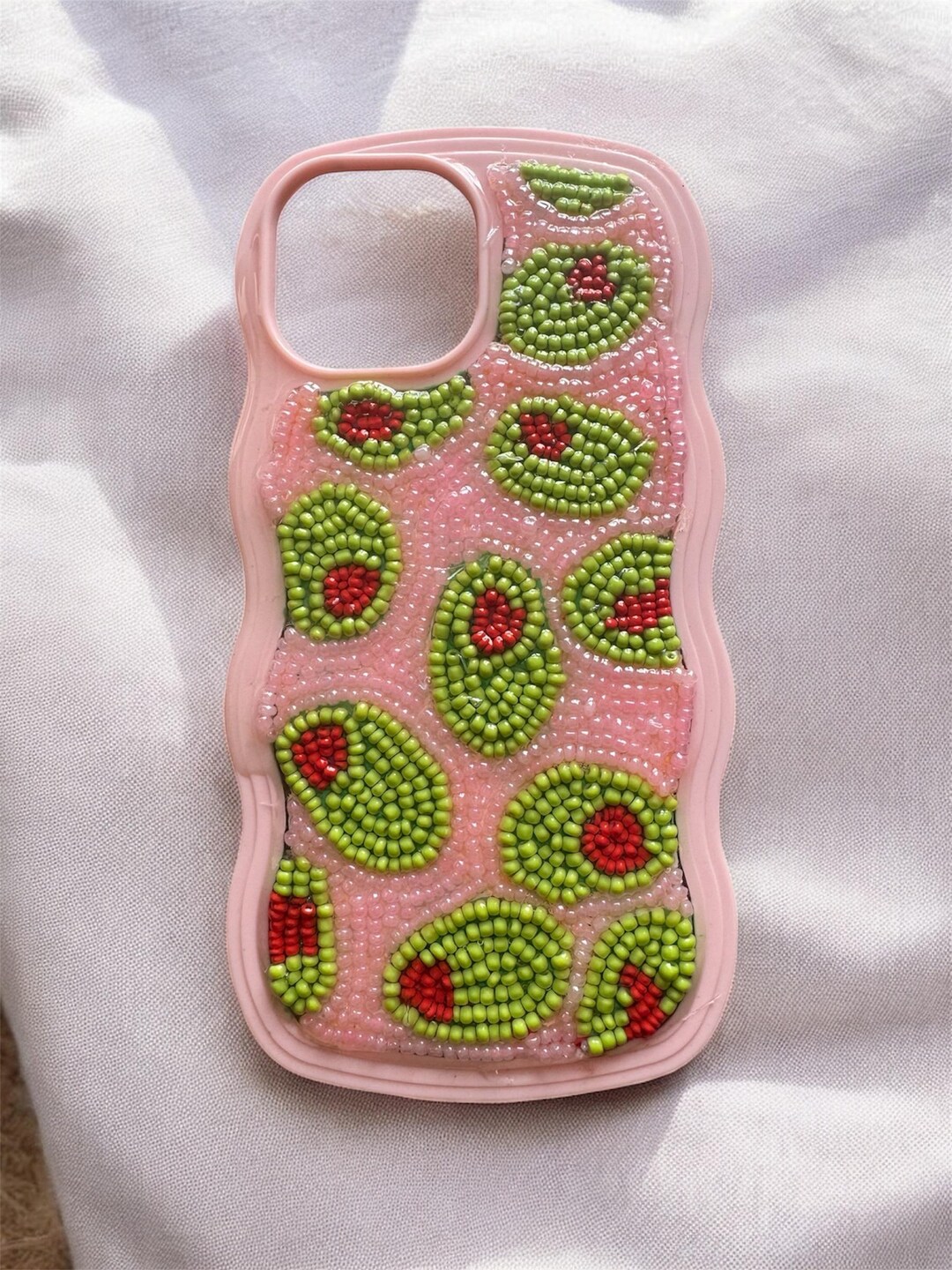 Beaded Embroidered Olive Pattern Phone Case iPhone 17 Series, 16 Series ...