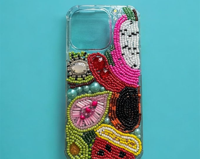 Beaded Embroidered Fruit Pattern Phone Case iPhone 17 Series 16 Pro Max ...